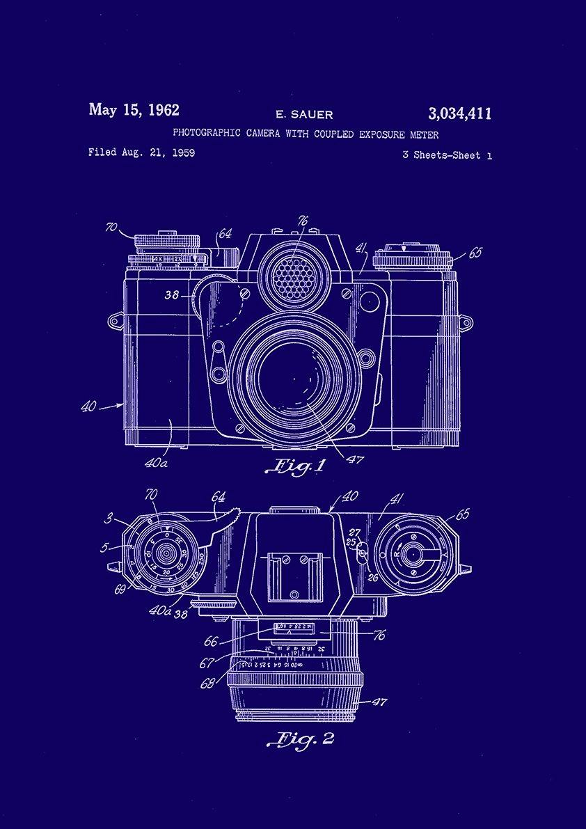 CAMERA PATENT PRINT: Photography Blueprint Artwork – Pimlico Prints