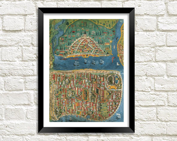 OTTOMAN MAP: Vintage Istanbul, Turkey Reproduction Art Print – Pimlico ...